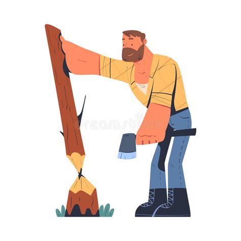 Man Cutting Tree Art Stock Illustrations Man Cutting Tree Art