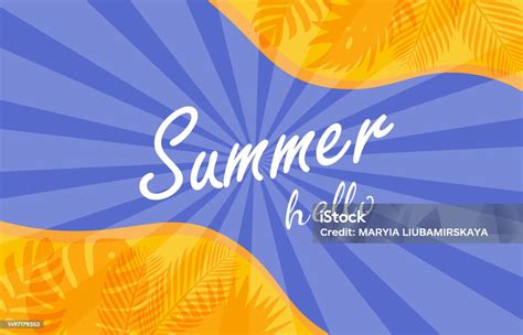 다채로운 여름 배경 레이아웃 배너 디자인 수평 포스터 인사말 카드 웹 사이트 헤더 개념에 대한 스톡 벡터 아트 및 기타 이미지