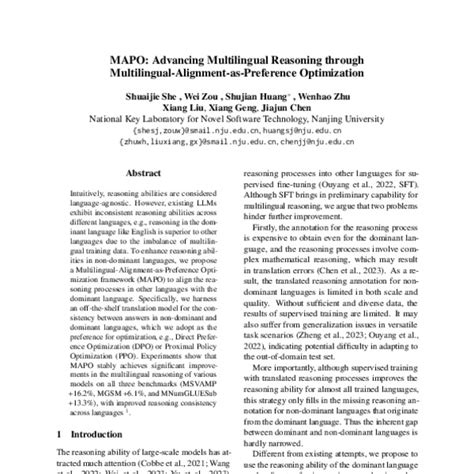 Mapo Advancing Multilingual Reasoning Through Multilingual Alignment As Preference Optimization