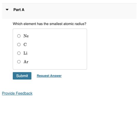 Solved Which Element Has The Smallest Atomic Radius Ne C Li