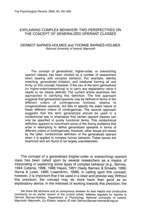 Pdf Explaining Complex Behavior Two Perspectives On The Concept Of
