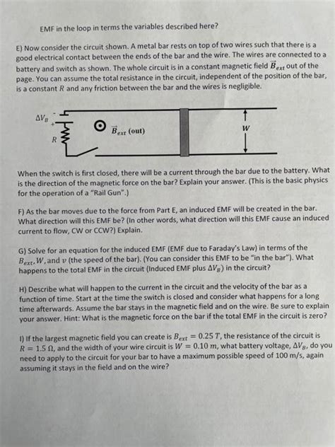 Solved EMF In The Loop In Terms The Variables Described Chegg Com