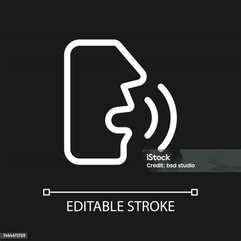 Speech Recognition Pixel Perfect White Linear Ui Icon For Dark Theme Stock Illustration