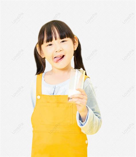 우유를 마시는 소녀 Png 일러스트 무료 다운로드 Lovepik