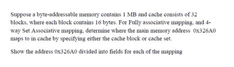 Solved Suppose A Byte Addressable Memory Contains 1mb And