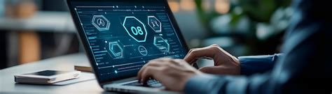 Software Developer Using Laptop With Futuristic Holographic Interface Illustration Premium Ai