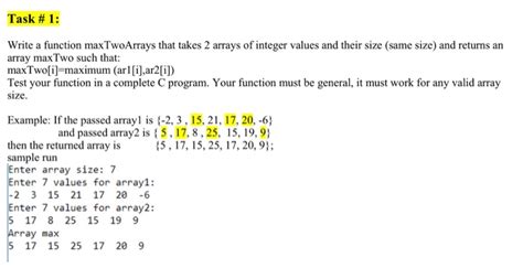 Solved C Language Please Help Me With The “1 D Array With