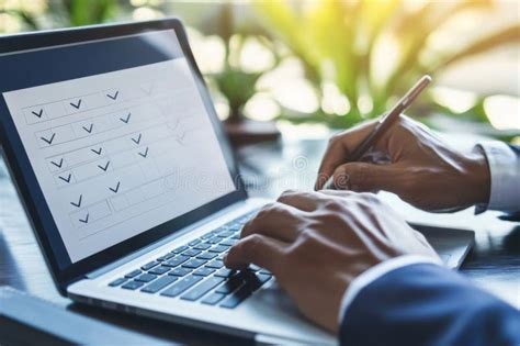 Businessman Typing With Checklist Stock Illustration Illustration Of Productivity Checklist