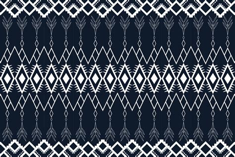 White And Dark Blue Geometric Ethnic Seamless Pattern Design For Wallpaper Background Fabric