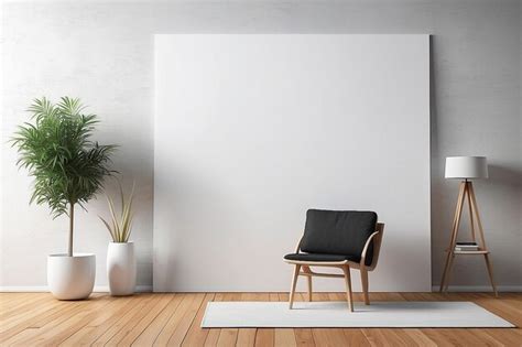 Alphanumeric Code Wall Mockup With Blank White Canvas Premium Ai