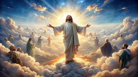 신성한 빛 그리스도의 승천 예수 천국 하늘 배경 일러스트 및 사진 무료 다운로드 Pngtree