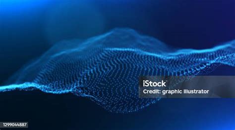 추상기술 배경 디지털 블루 파티클 웨이브 사운드 구조 시각화 플로우 점 풍경 0명에 대한 스톡 벡터 아트 및 기타 이미지 0명 3차원 형태 Best Visual