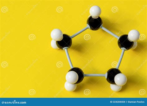 Molecular Model Structure Of Cyclopentane A Ring Of Carbon Atoms Chemical Formula Concept