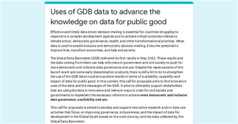 Pamela Mayorga Ramos On Linkedin Uses Of Gdb Data To Advance The Knowledge On Data For Public Good