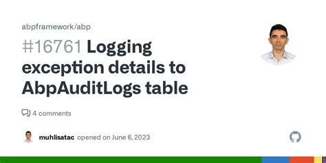 logging exception details to abpauditlogs table · issue 16761