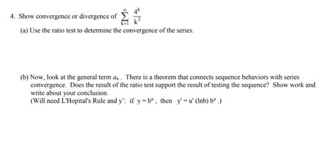 Solved 최술 Show convergence or divergence of a Use the Chegg com