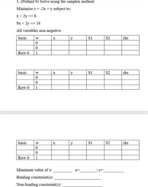 Solved 5 Pollard 8 Solve Using The Simplex Method