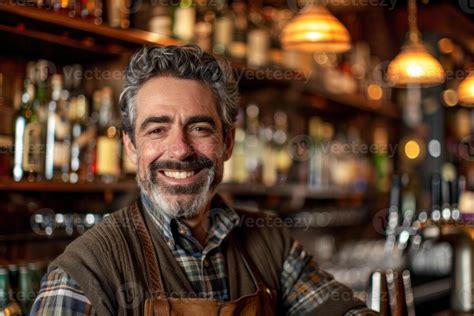 Year Old Bartender With A Warm Smile Brings Charisma To A Traditional Pub With A Dimly Lit