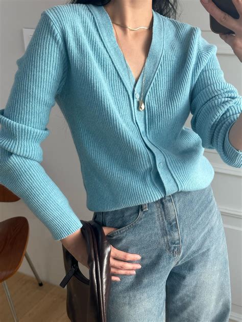 Md소장올드머니룩 레오 데일리 브이넥 골지 울 가디건 4color 에이블리