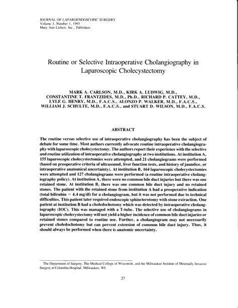 Pdf Routine Or Selective Intraoperative Cholangiography In