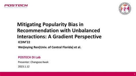 [icdm22] Mitigating Popularity Bias In Recommendation With Unbalanced Interactions A Gradient