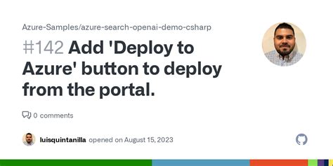 Add Deploy To Azure Button To Deploy From The Portal Issue