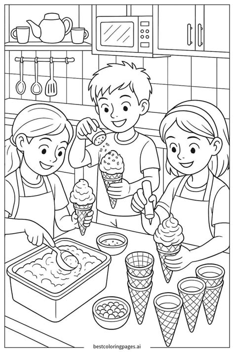 28장의 아이스크림 색칠공부（무료 Pdf 및 Png 인쇄용）