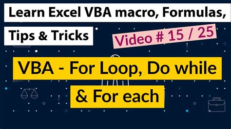 Excel Vba Loops For Next Do While Do Until For Each Youtube