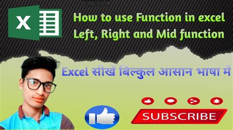How To Use Left Right And Mid Function In Excel Left Right Mid Exceltutorial Msoffice