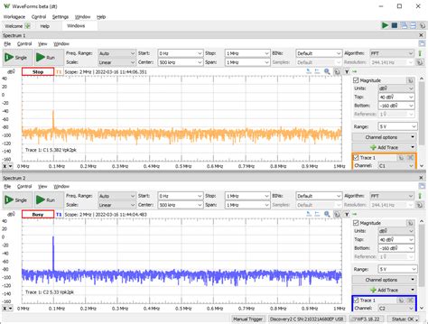 spectrum analyzer plot in waveforms test and measurement digilent forum