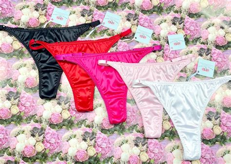 Red Satin String Bikini Pink Silky Thong Bikini Valentines T Panty