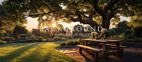 Premium Psd Backyard Garden With Manu Tree And Green Grass At Sunset