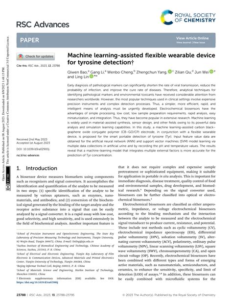 Pdf Machine Learning Assisted Flexible Wearable Device For Tyrosine Detection