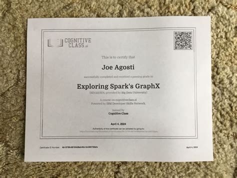Joe Agosti On Linkedin Exploring Sparks Graphx Certificate Ibm