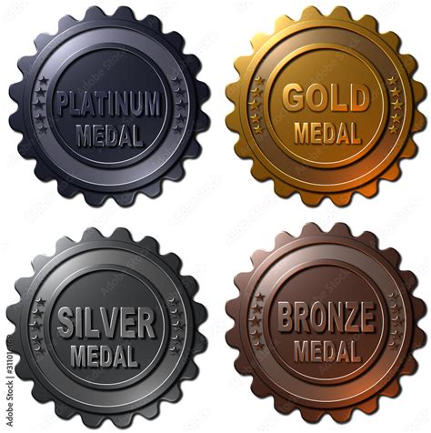 Platinum Gold Silver Bronze Medal