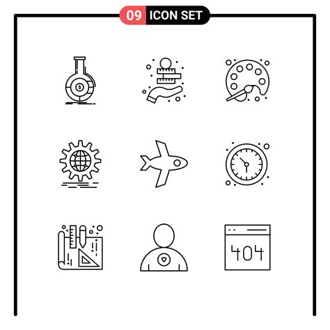 Universal Icon Symbols Group Of Modern Outlines Of Gear Globe Asset Business Learning Editable