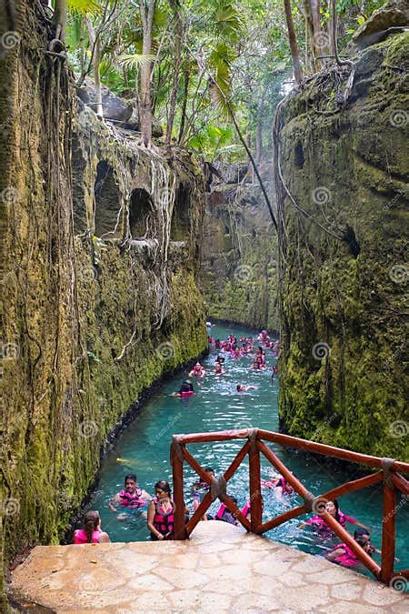 Underground River At The Xcaret Park On The Mayan Riviera In Mexico
