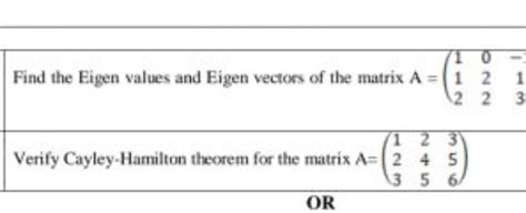 Find The Eigen Values And Eigen Vectors Of The Matrix Aleftbegin Arr