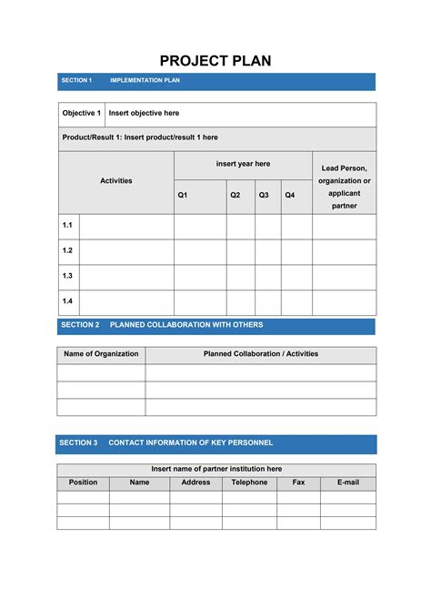 PDF Of Basic Blue Project Plan Pdf WPS Free Templates