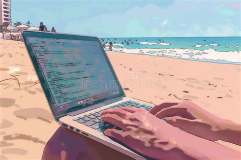 Experience The Ultimate Beachside Coding Session With A Laptop And