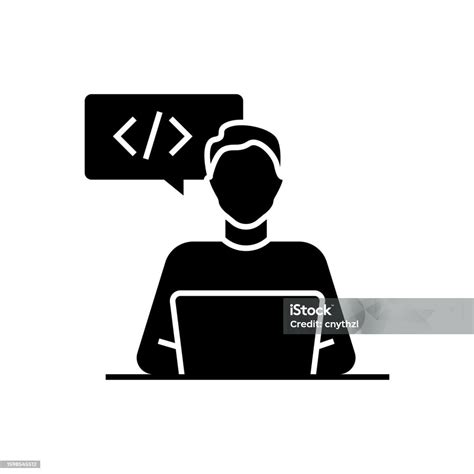 코드 개발자 아이콘 솔리드 스타일입니다 웹 페이지 모바일 앱 Ui Ux 디자인을 위한 벡터 아이콘 디자인 요소 0명에 대한 스톡