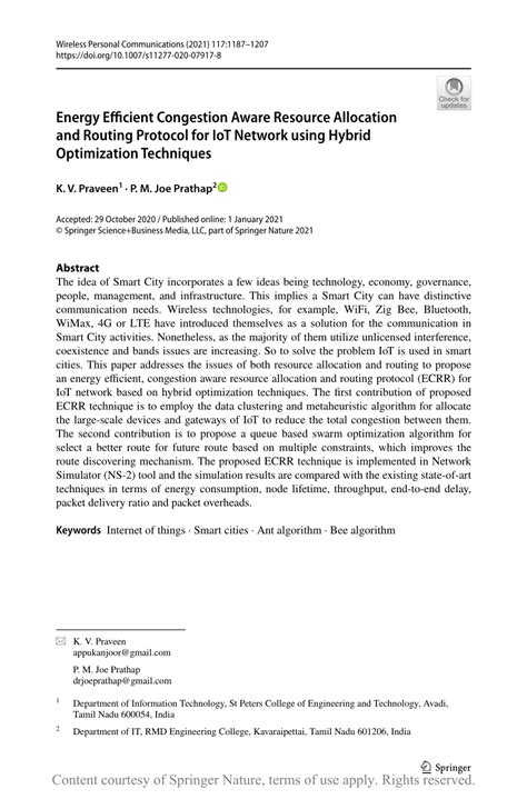 Energy Efficient Congestion Aware Resource Allocation And Routing Protocol For Iot Network Using
