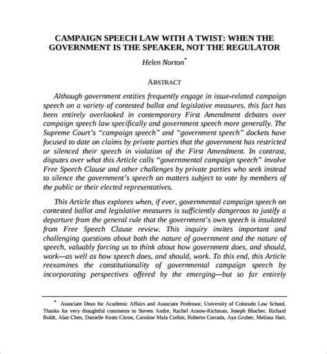 Election Speech Sample Master Of Template Document