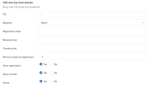 extensions management in fossbilling netim support