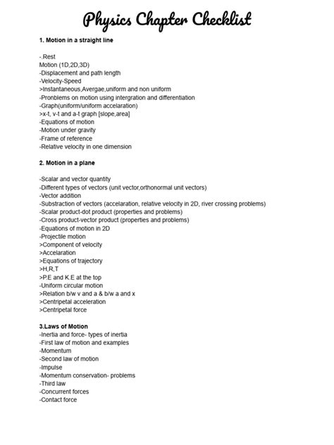 physics checklist 1 pdf force angular momentum
