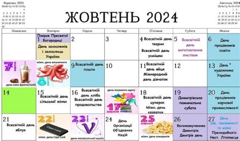 Календарі знаменних памятних літературних та релігійних дат на 2024 2025 рік жовтень
