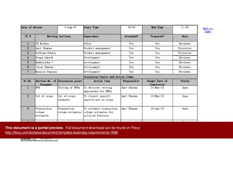 Requirements Management Excel Template