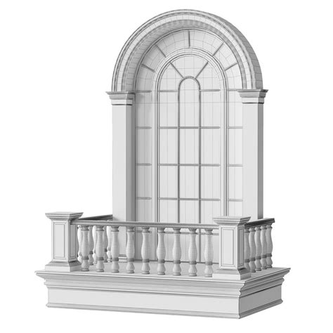 Classical Arched Window Balcony With Marble Baluster Detailing Facade Element 3d Model