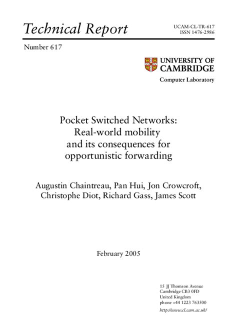 Pdf Pocket Switched Networks Real World Mobility And Its