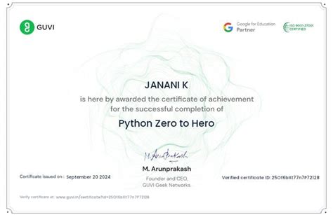 Python Programming Guvi Zerotohero Codingjourney Lifelonglearner